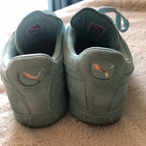Puma | Shoes | Puma Suede Light Blue Sneakers Good Cond Sz | Poshmark